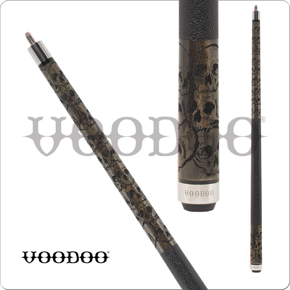 Voodoo Grey Clustered Skulls Pool Cue SKU: VOD31